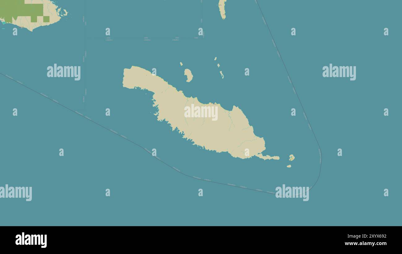 San Cristobal Island in the Coral Sea on a topographic, OSM ...