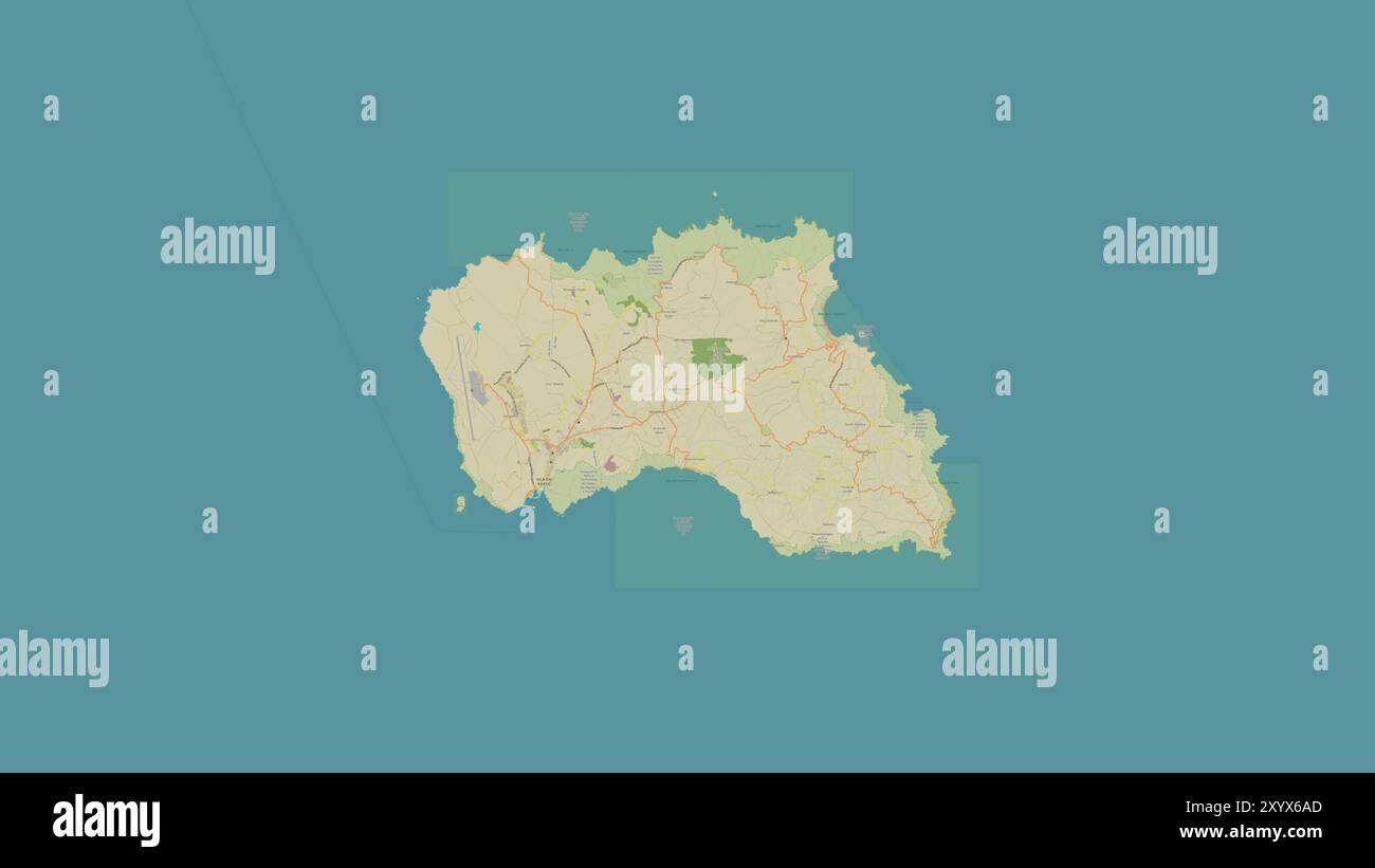 Santa Maria Island in the North Atlantic Ocean on a topographic, OSM ...