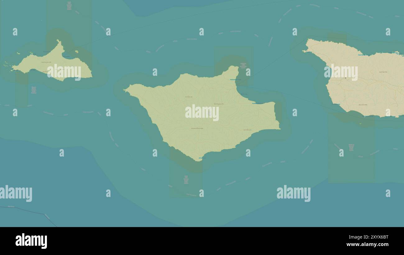 Santa Rosa Island in the North Pacific Ocean on a topographic, OSM ...