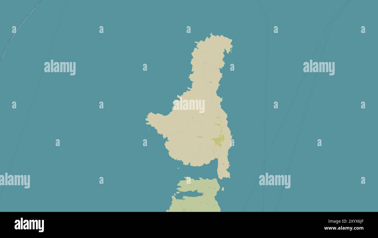Saria Island in the Aegean Sea on a topographic, OSM Humanitarian style ...