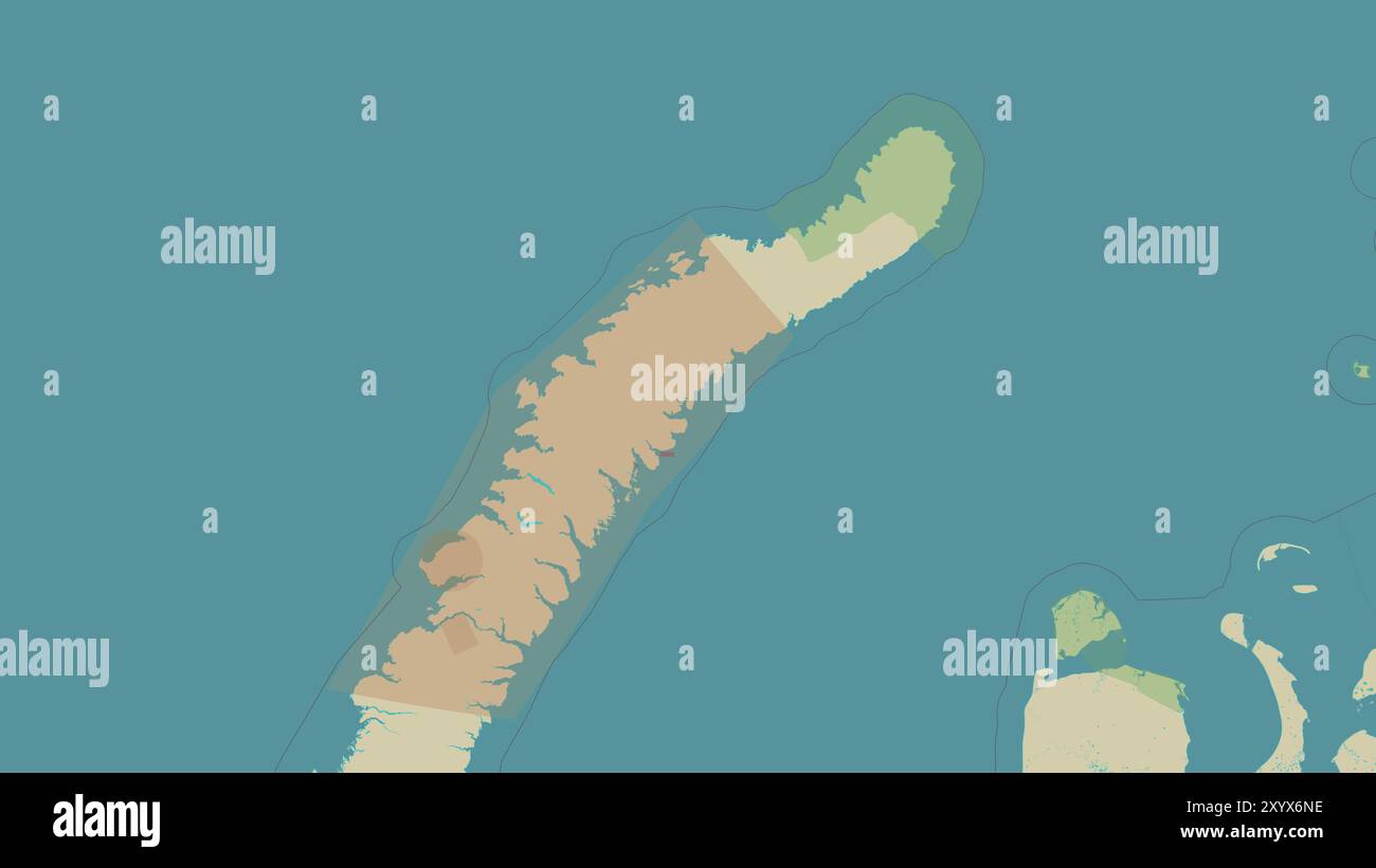 Severny Island in the Kara Sea on a topographic, OSM Humanitarian style ...