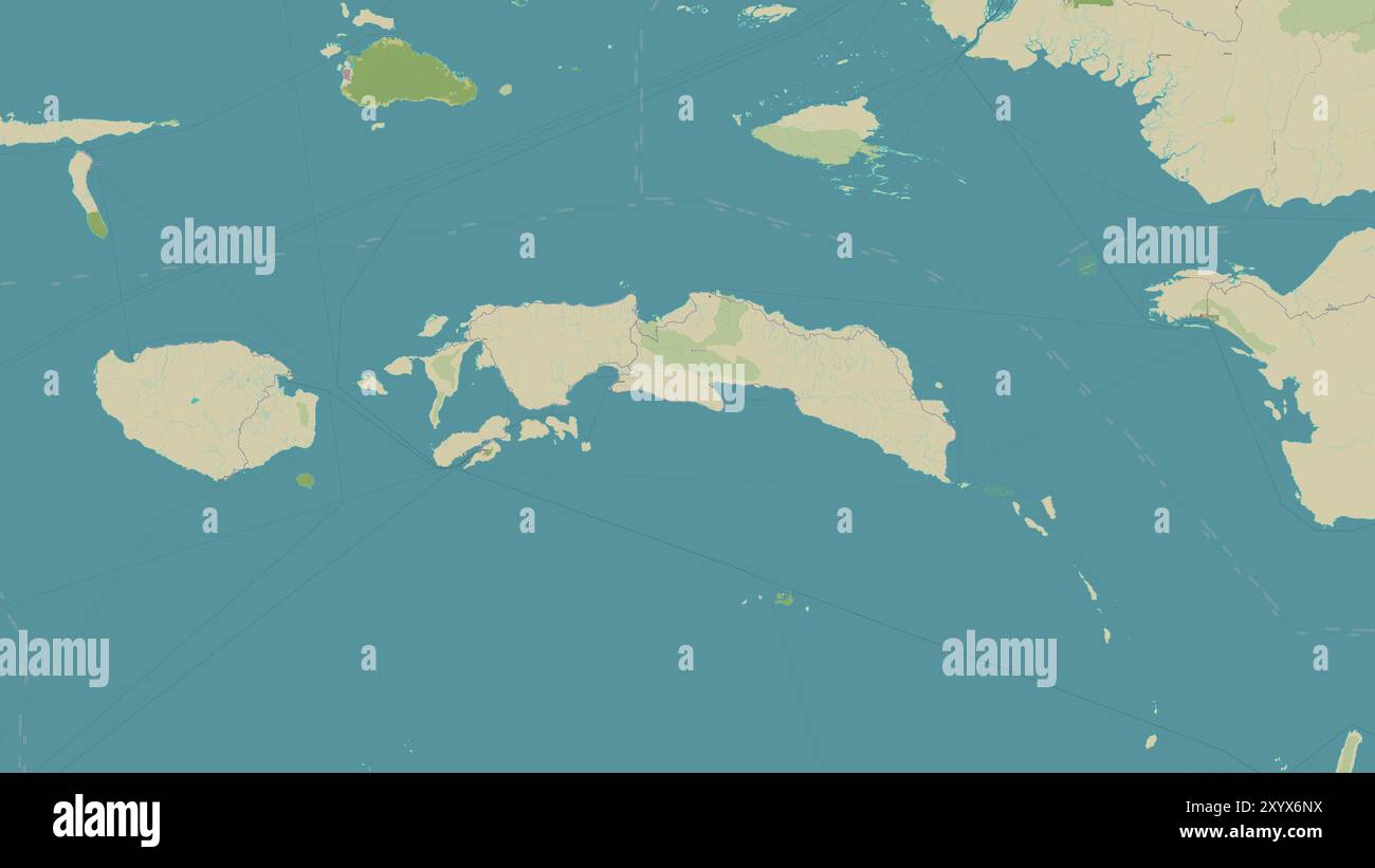 Pulau Seram in the Ceram Sea on a topographic, OSM Humanitarian style ...
