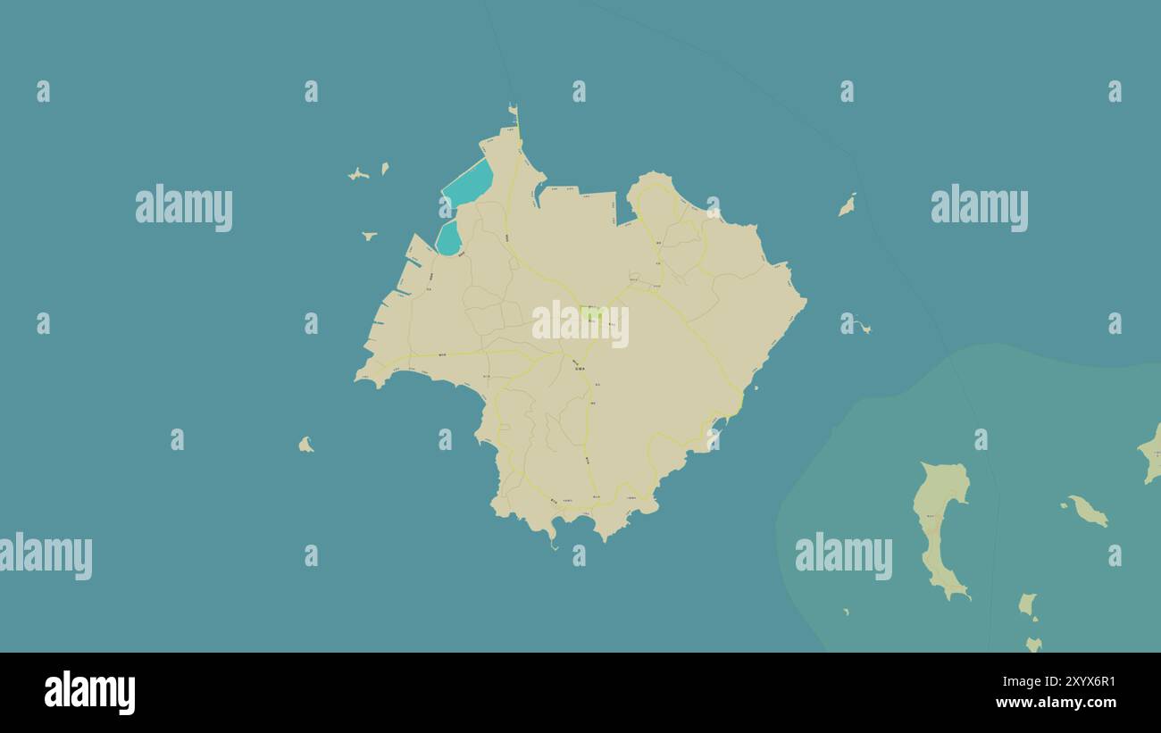 Shicheng Island in the Yellow Sea on a topographic, OSM Humanitarian ...