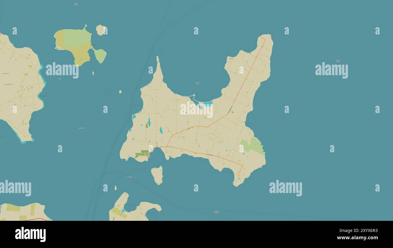 Shapinsay Island in the North Sea on a topographic, OSM Humanitarian ...