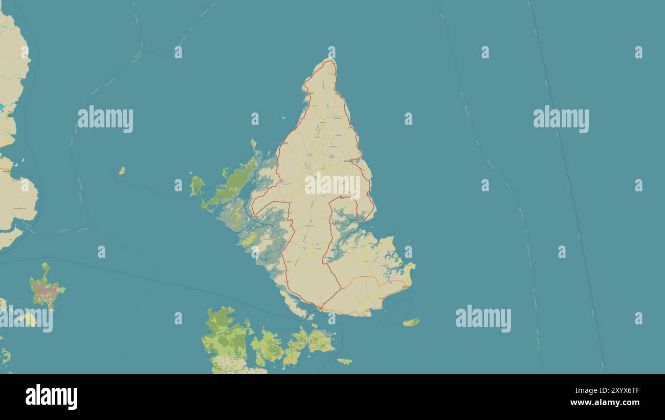 Siargao Island in the Philippine Sea on a topographic, OSM Humanitarian style map Stock Photo ...