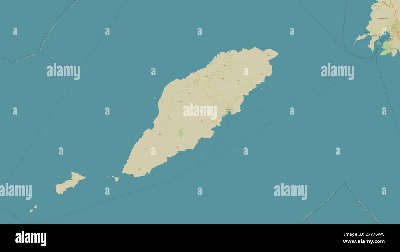 Sikinos Island in the Aegean Sea on a topographic, OSM Humanitarian ...