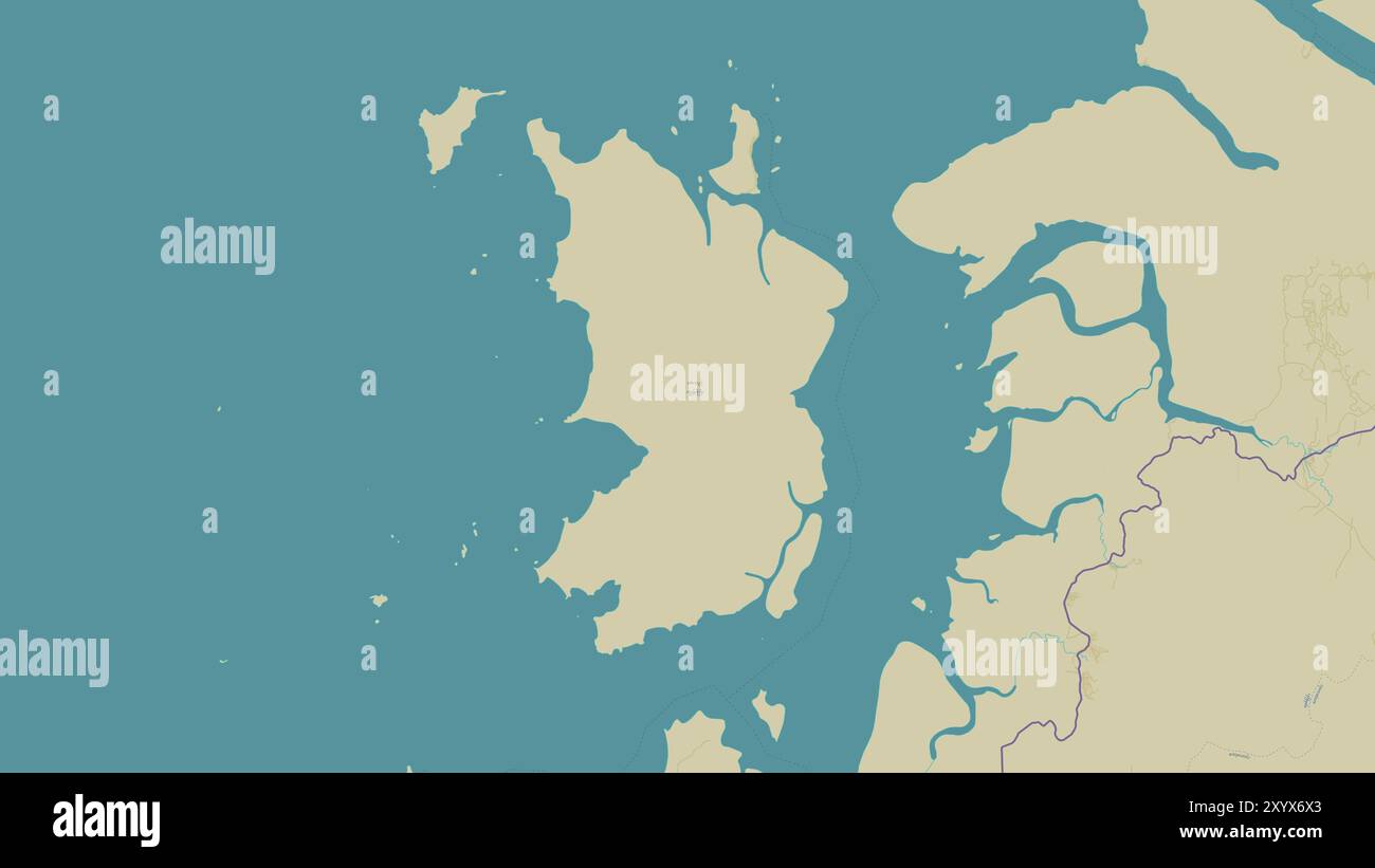 Sit The Kyun Gyi Island in the Andaman or Burma Sea on a topographic ...