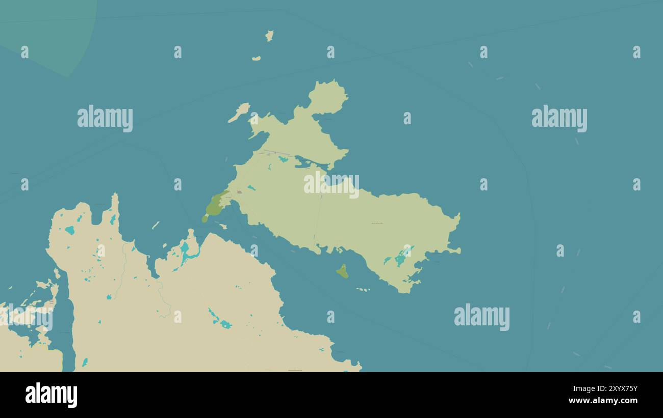 Spruce Island in the Gulf of Alaska on a topographic, OSM Humanitarian ...