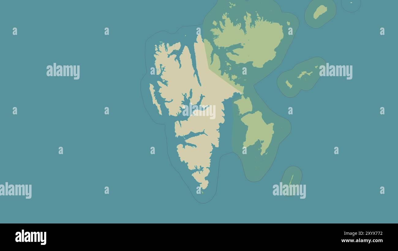 Spitsbergen Island in the Barents Sea on a topographic, OSM Humanitarian style map Stock Photo ...
