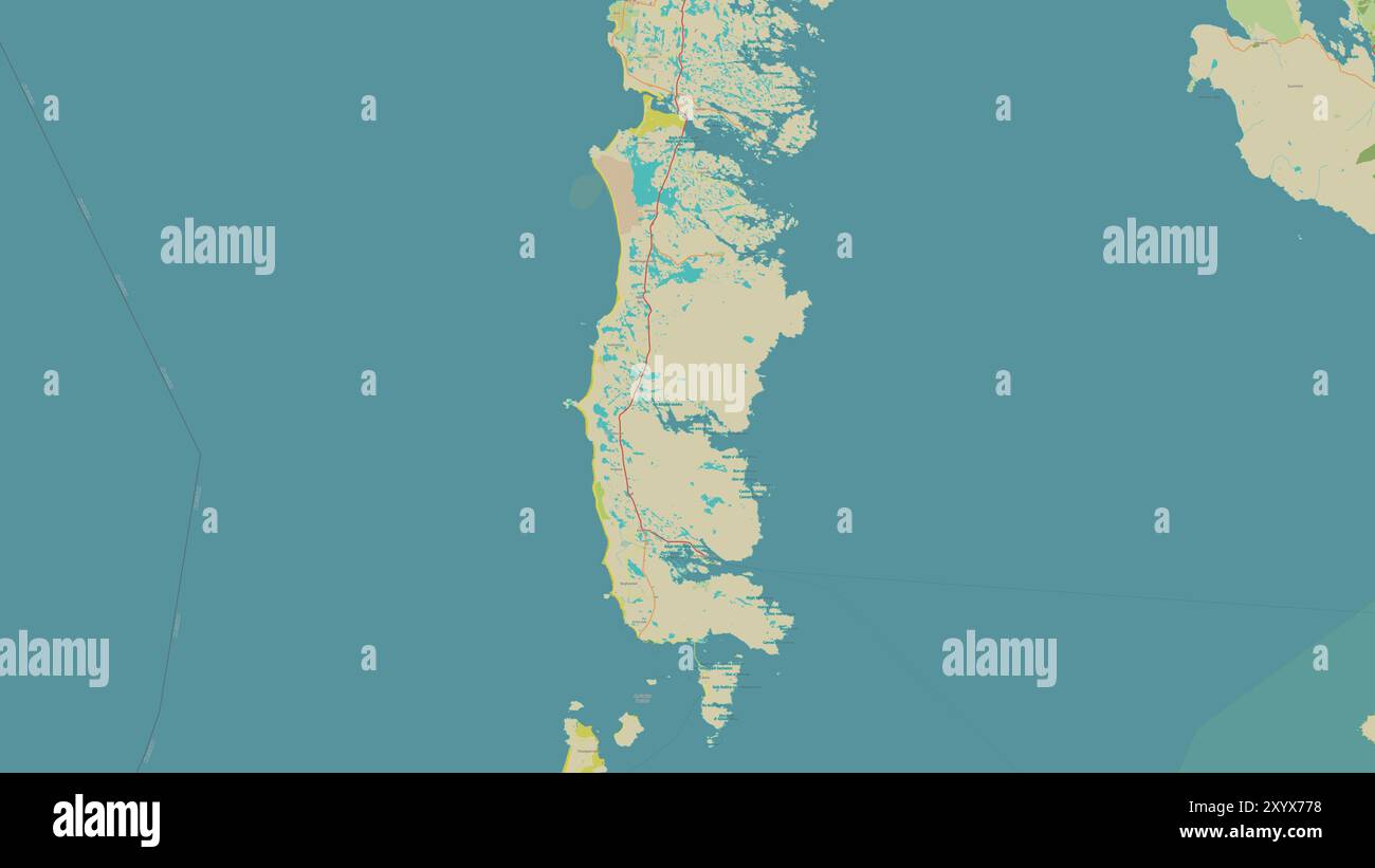 South Uist Island in the North Atlantic Ocean on a topographic, OSM ...