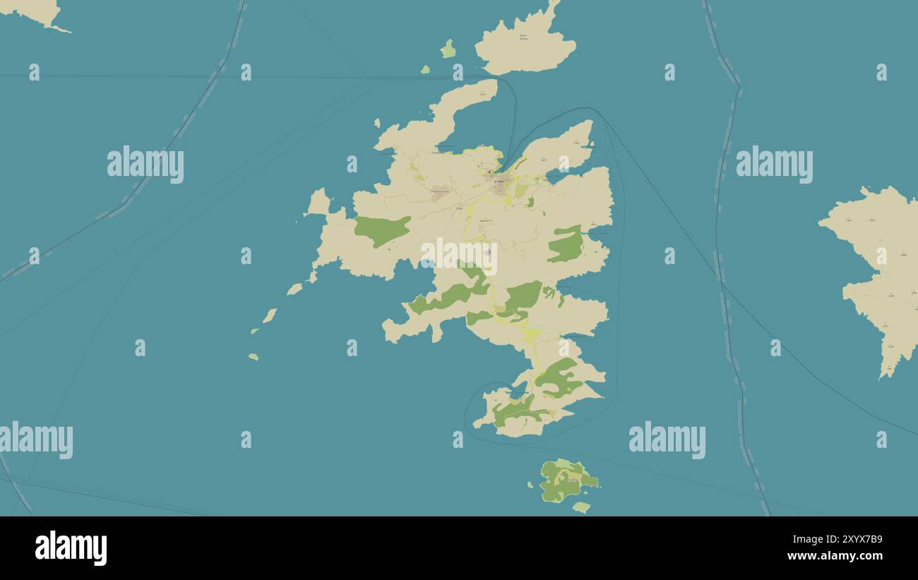 Symi Island in the Aegean Sea on a topographic, OSM Humanitarian style ...