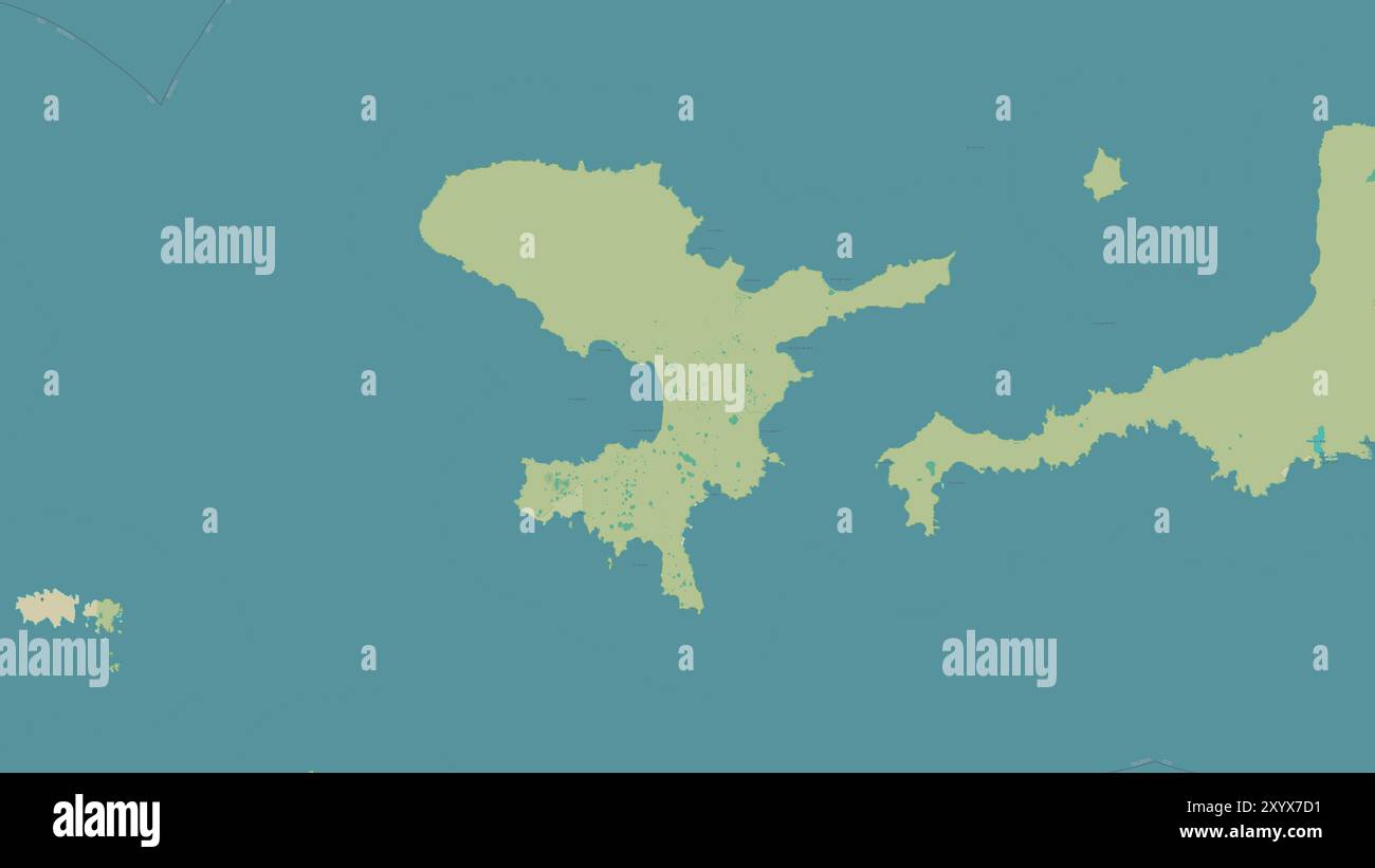 Tanaga Island in the Bering Sea on a topographic, OSM Humanitarian ...
