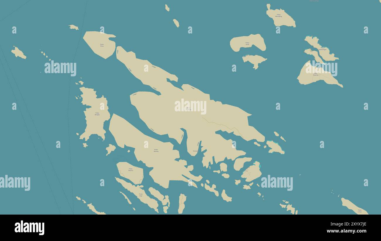 Pulau Temiang in the South China Sea on a topographic, OSM Humanitarian ...