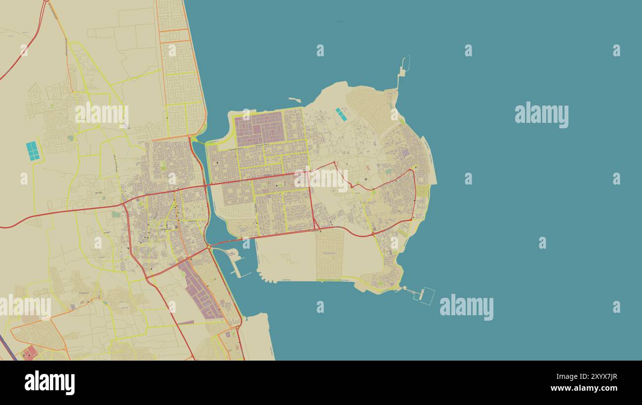 Tarout Island in the Persian Gulf on a topographic, OSM Humanitarian ...