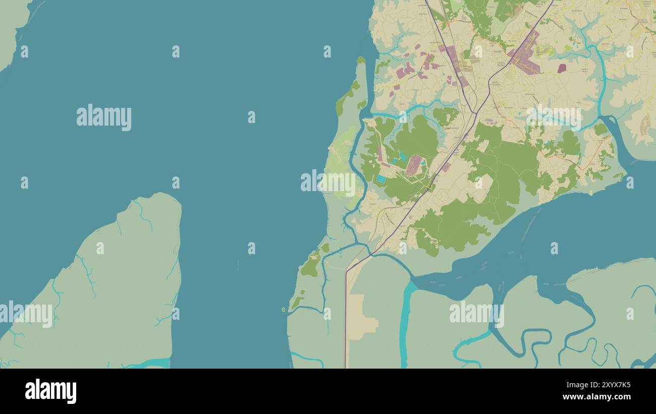 Ilha Taua-Mirim in the South Atlantic Ocean on a topographic, OSM ...