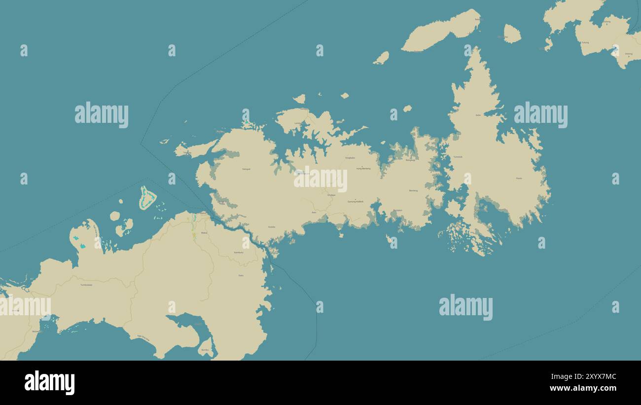 Pulau Togean in the Gulf of Tomini on a topographic, OSM Humanitarian ...