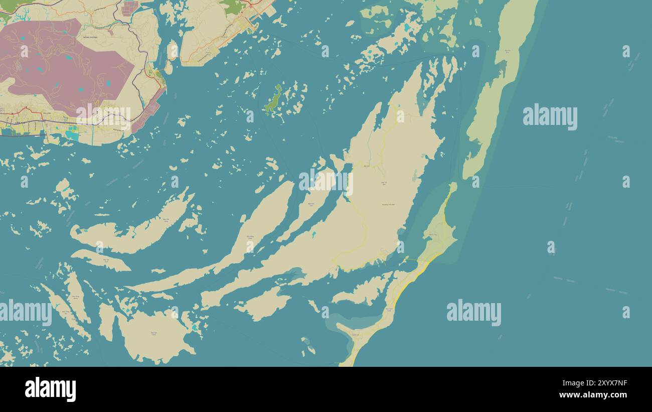Tra Ban Island in the South China Sea on a topographic, OSM ...