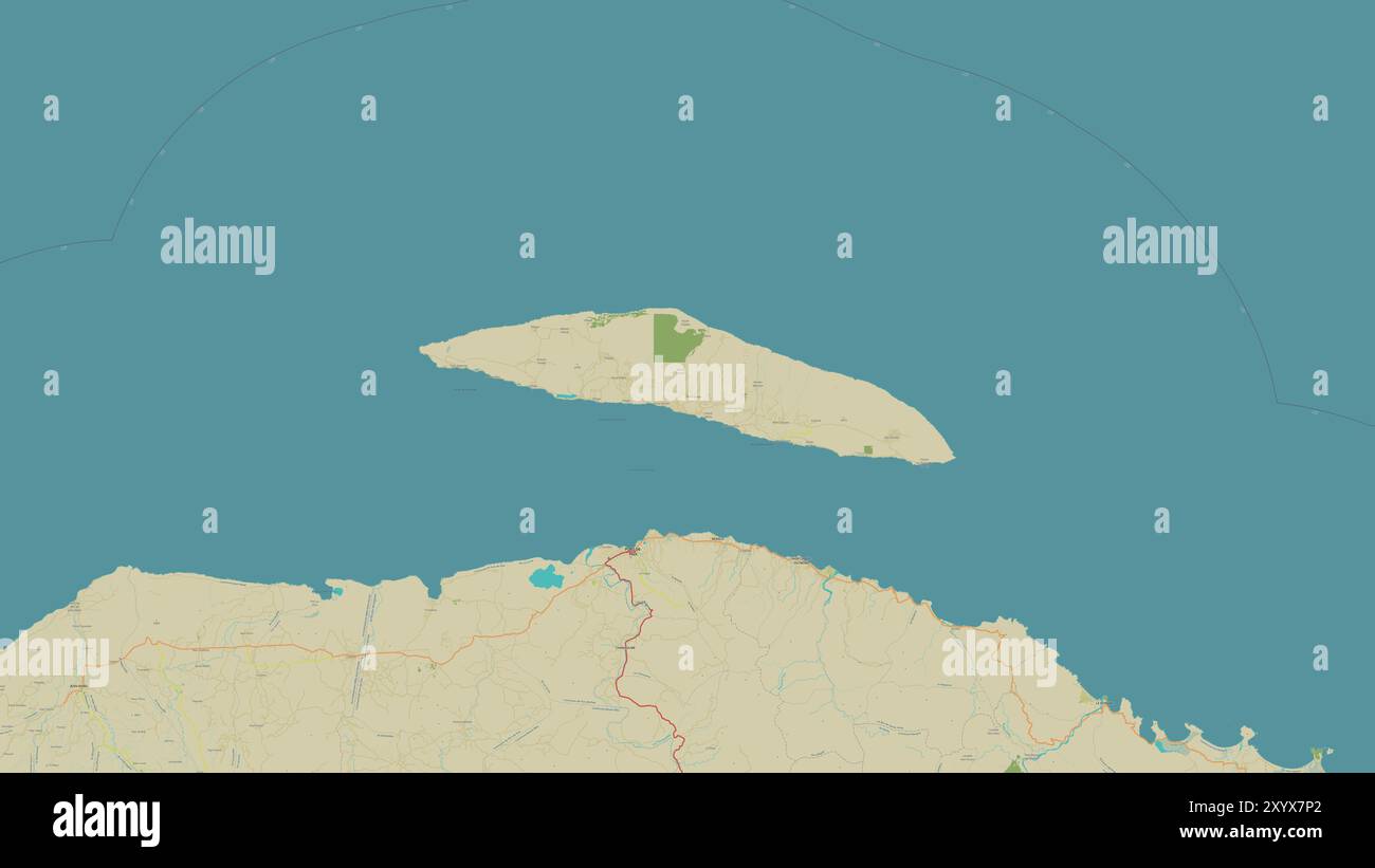 Tortuga Island in the North Atlantic Ocean on a topographic, OSM ...