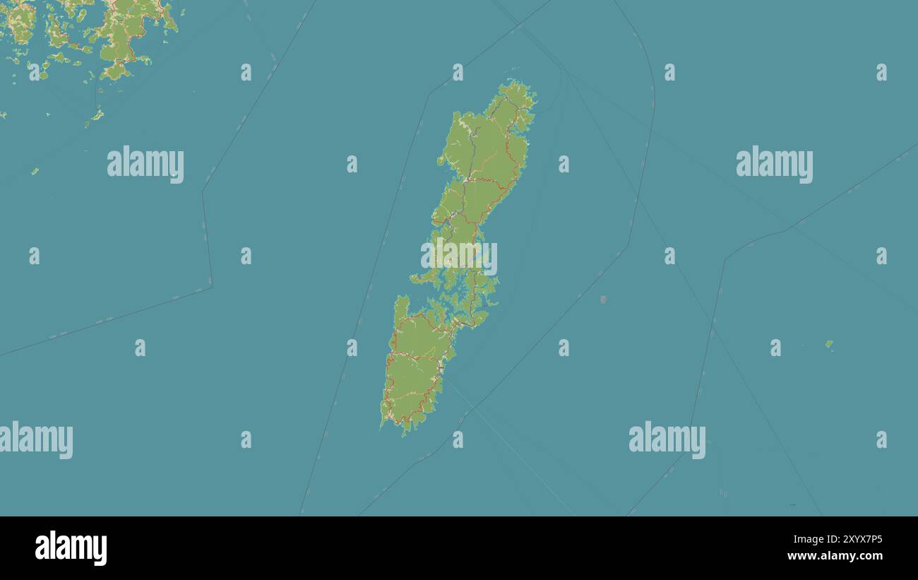 Tsushima Island in the Japan Sea on a topographic, OSM Humanitarian ...