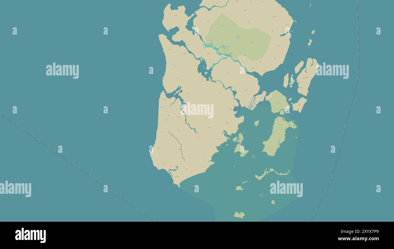 Trangan Island in the Arafura Sea on a topographic, OSM Humanitarian ...