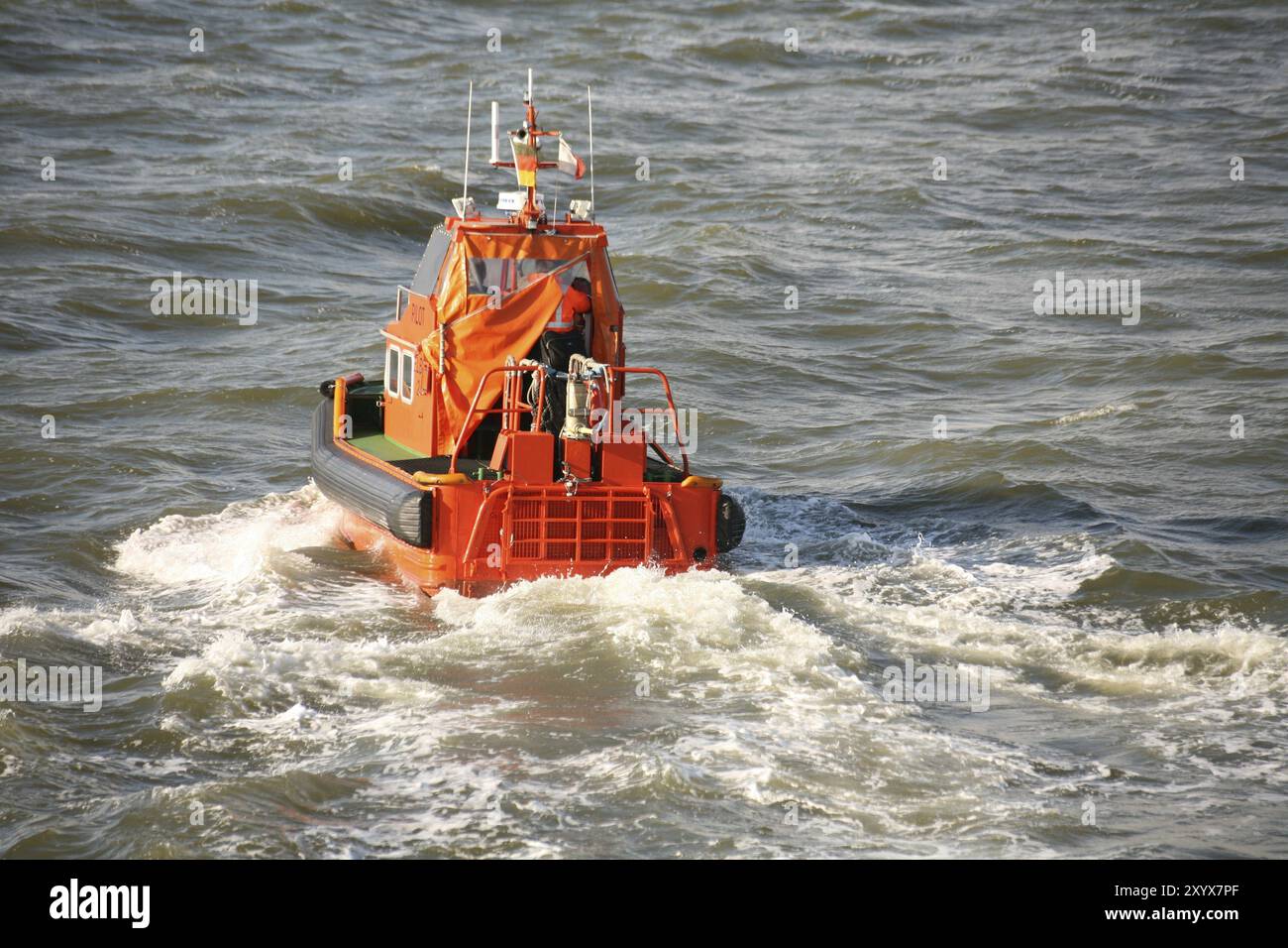 Elbe pilots' feeder boat in front of Cuxhaven harbour Stock Photo - Alamy