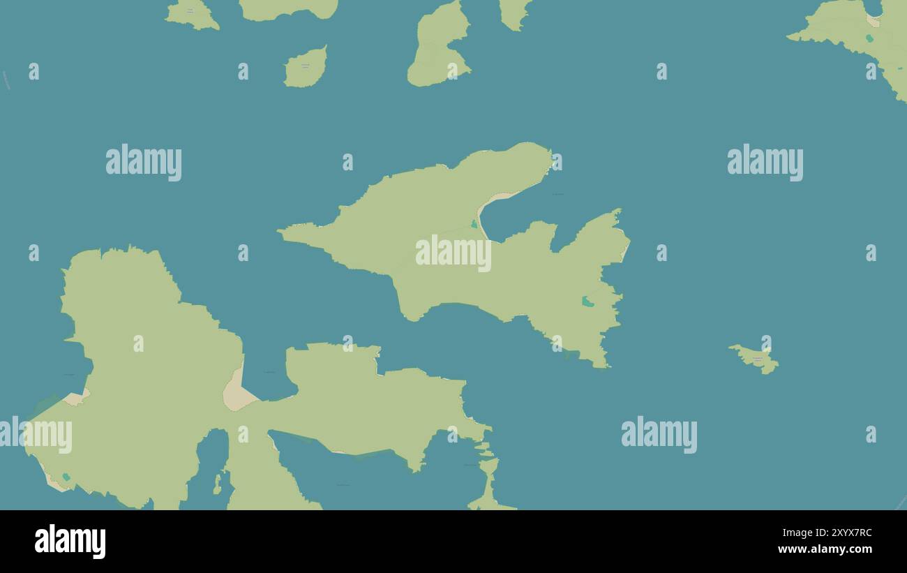 Umak Island in the Bering Sea on a topographic, OSM Humanitarian style ...