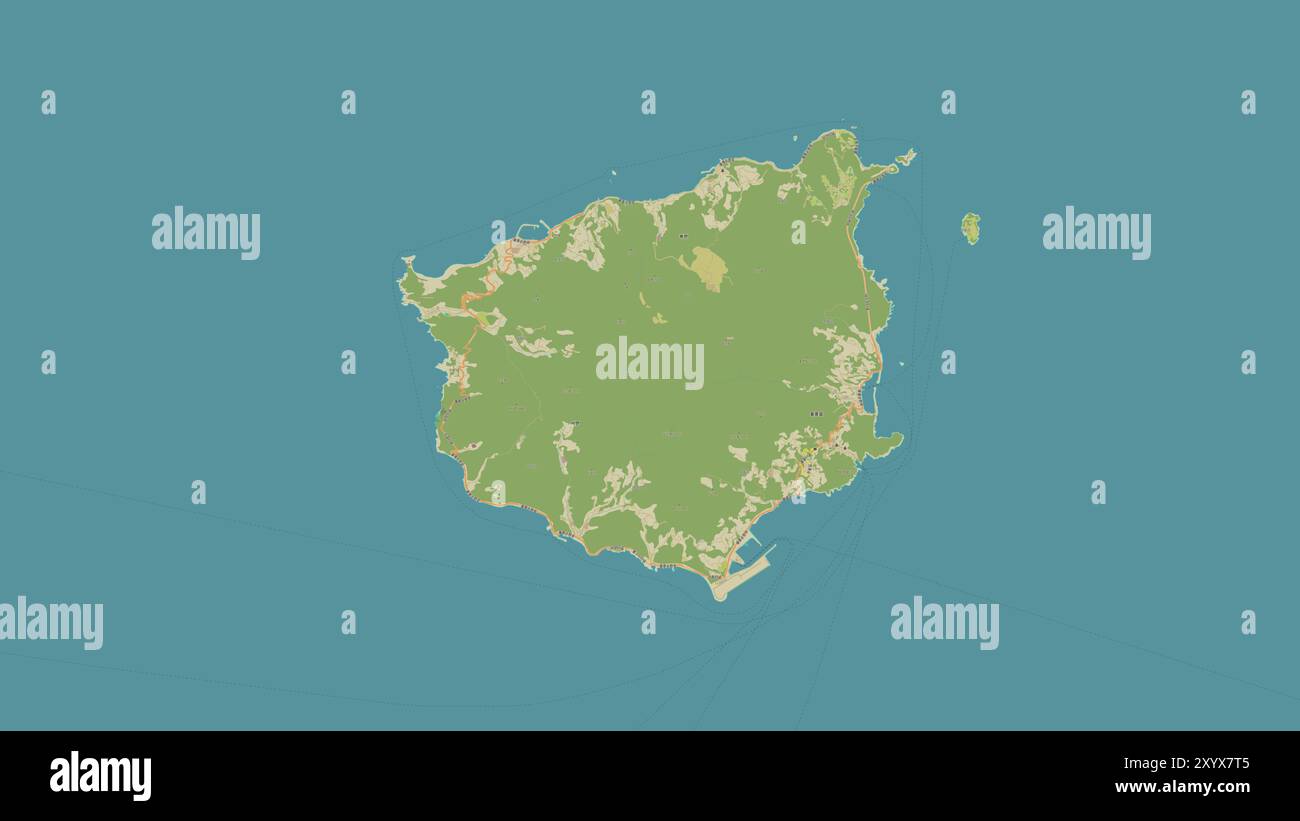 Ulleungdo Island in the Japan Sea on a topographic, OSM Humanitarian ...