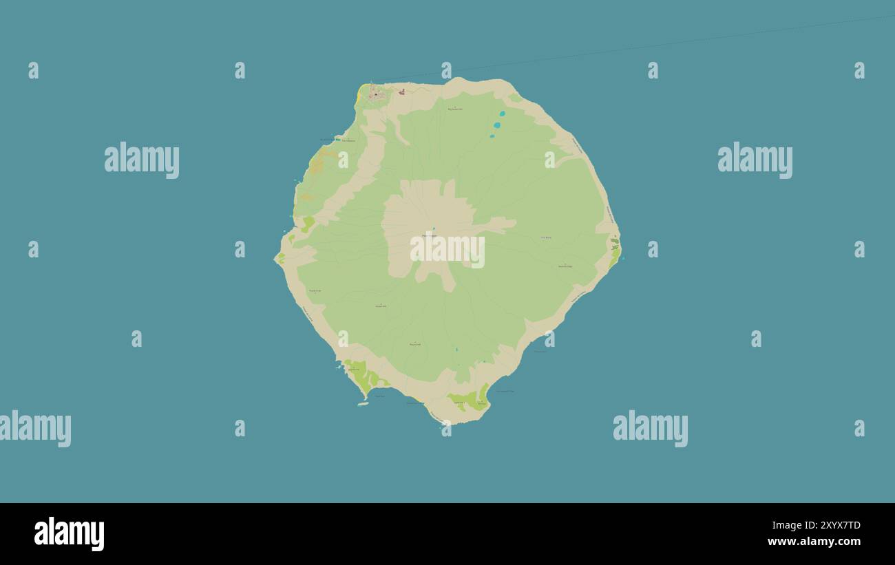 Tristan da Cunha Island in the South Atlantic Ocean on a topographic ...
