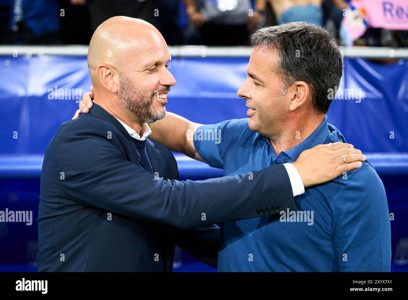 Real Racing Club head coach Jose Alberto Lopez Menendez and Real Oviedo ...