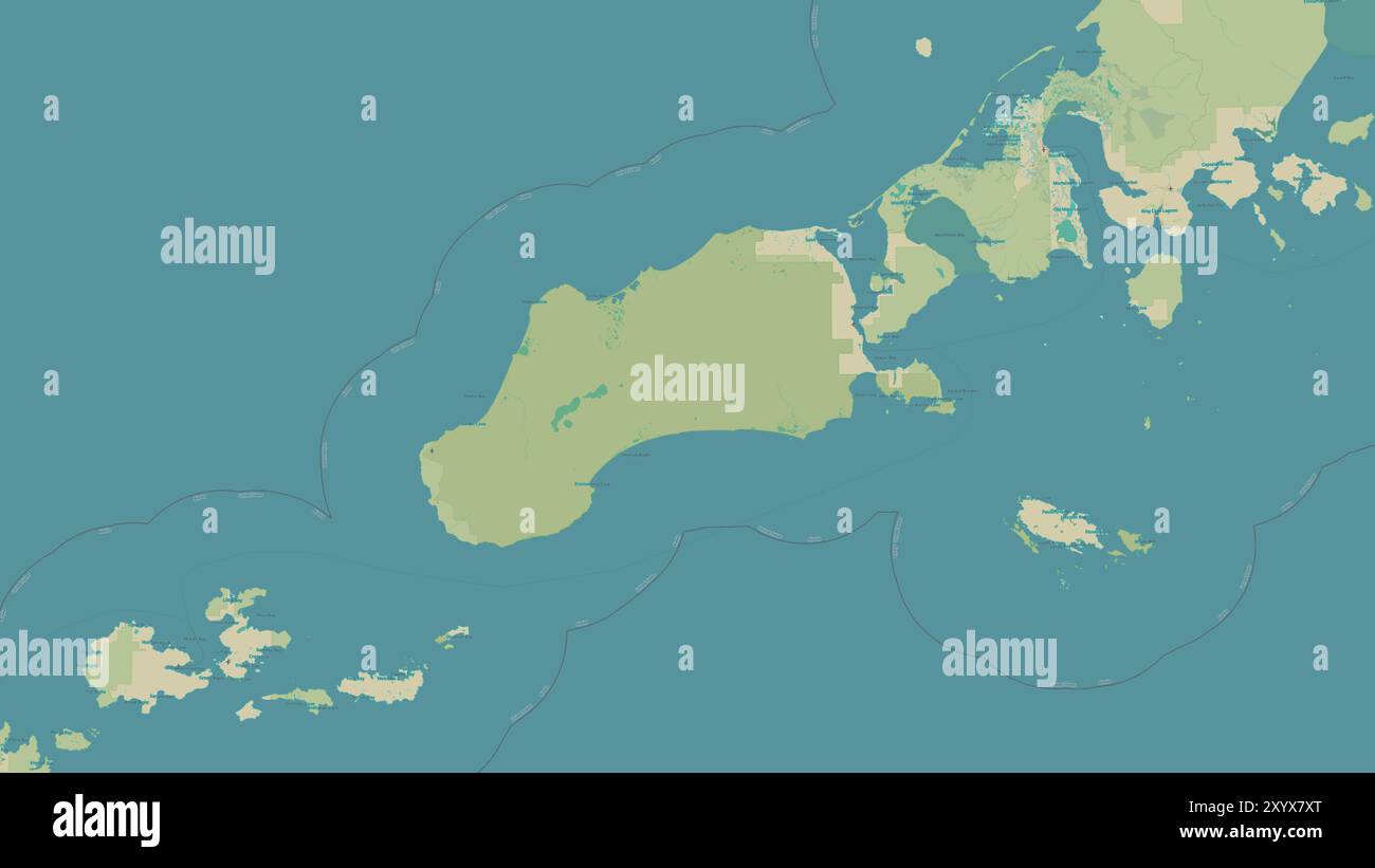 Unimak Island in the Bering Sea on a topographic, OSM Humanitarian style map Stock Photo - Alamy