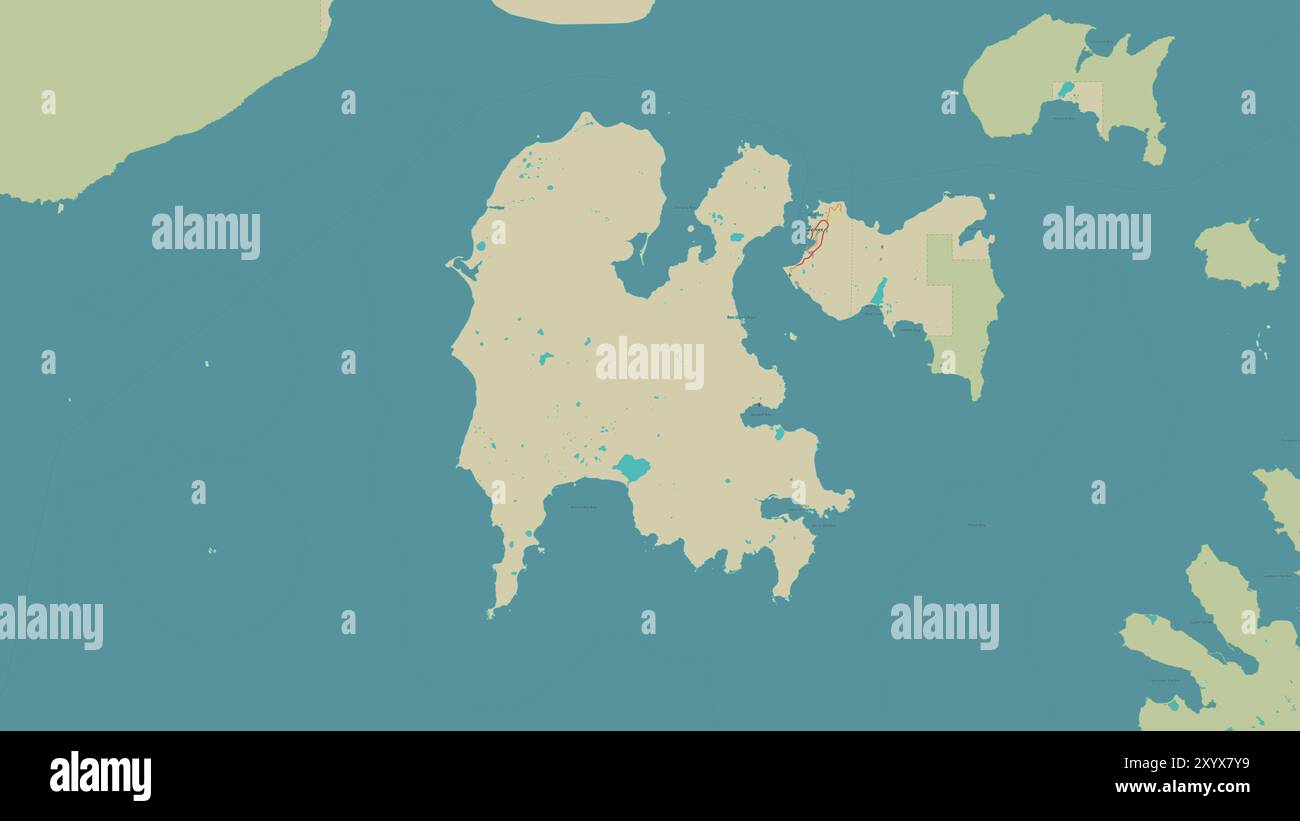 Unga Island in the Gulf of Alaska on a topographic, OSM Humanitarian ...