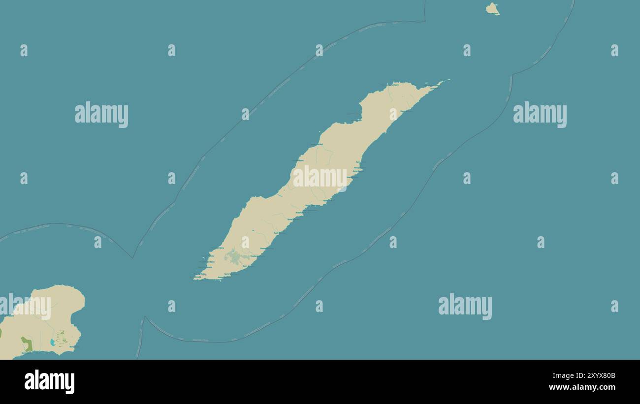 Urup Island in the Sea of Okhotsk on a topographic, OSM Humanitarian ...
