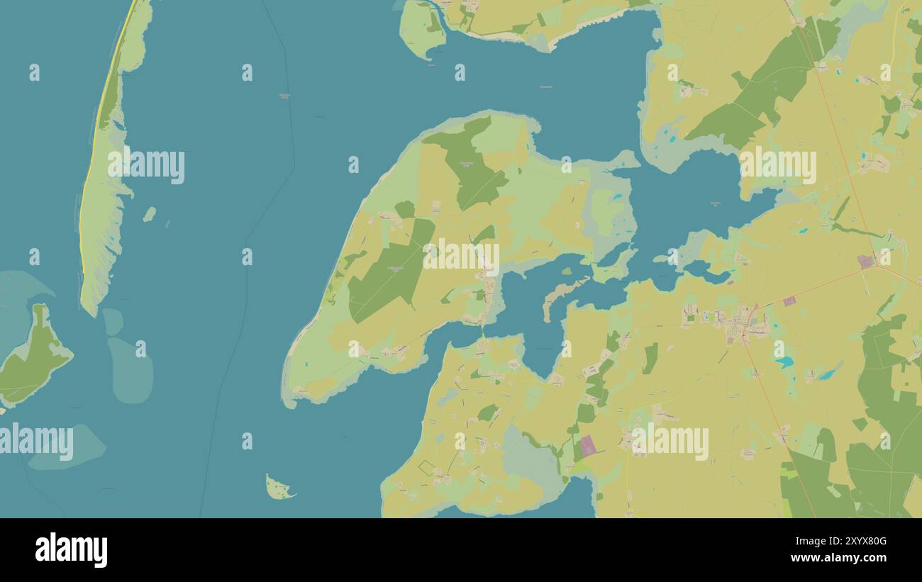 Ummanz Island in the Baltic Sea on a topographic, OSM Humanitarian ...