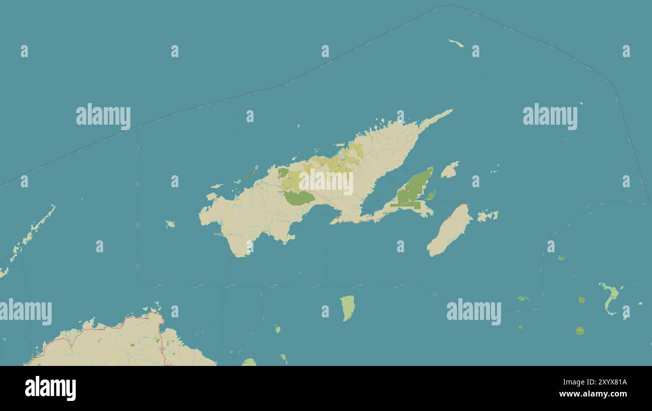Vanua Levu Island in the South Pacific Ocean on a topographic, OSM ...