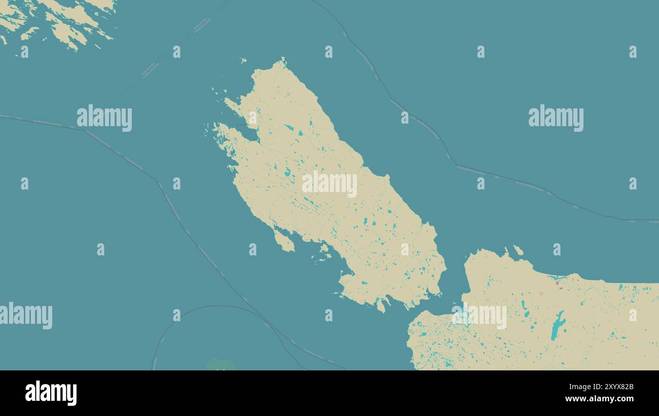 Vaygach Island in the Kara Sea on a topographic, OSM Humanitarian style ...