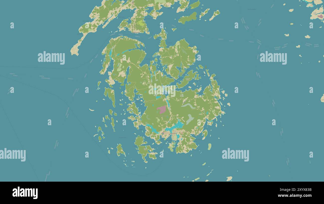 Vinalhaven Island in the North Atlantic Ocean on a topographic, OSM ...