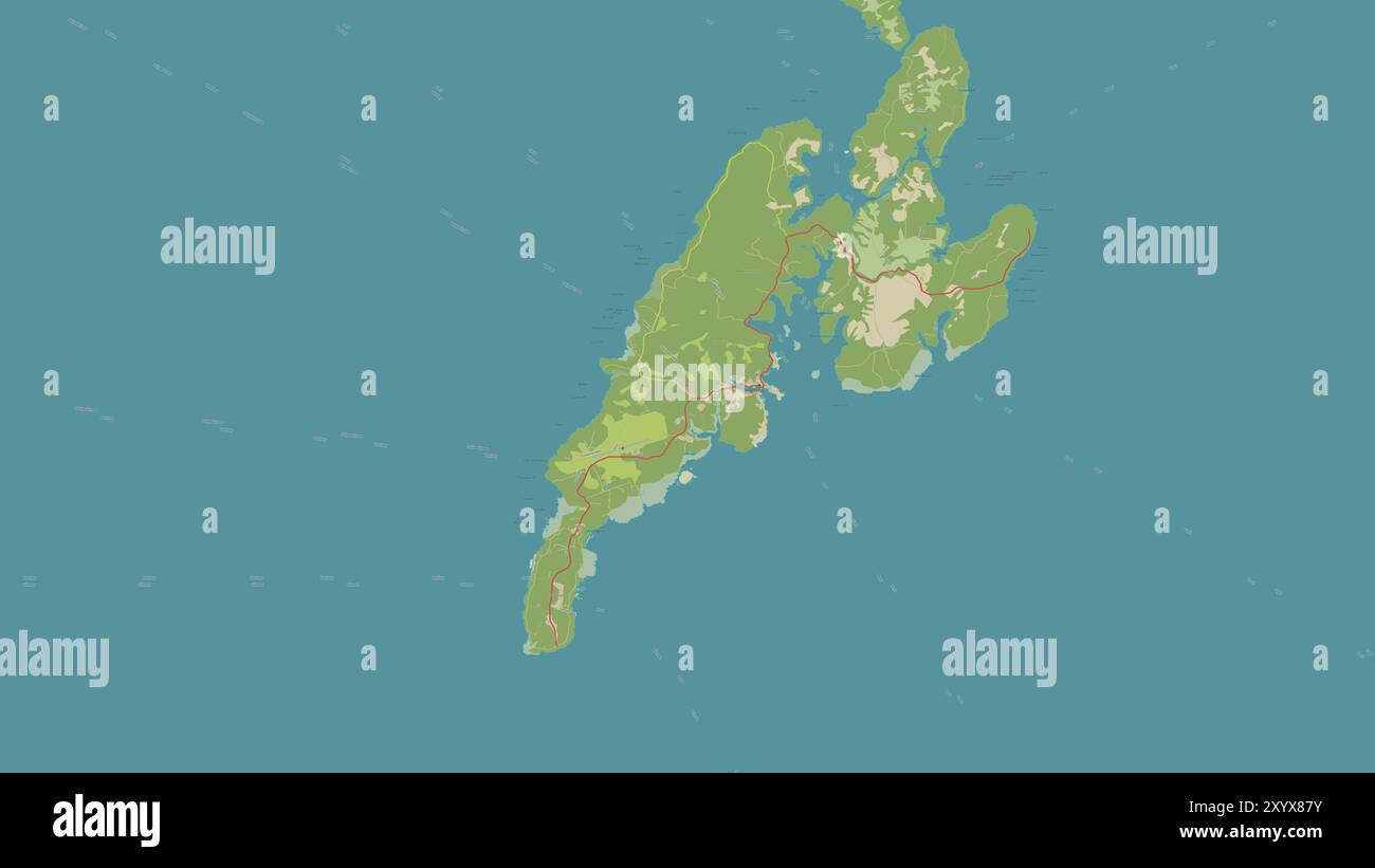 Wa'ab Island in the Philippine Sea on a topographic, OSM Humanitarian style map Stock Photo - Alamy