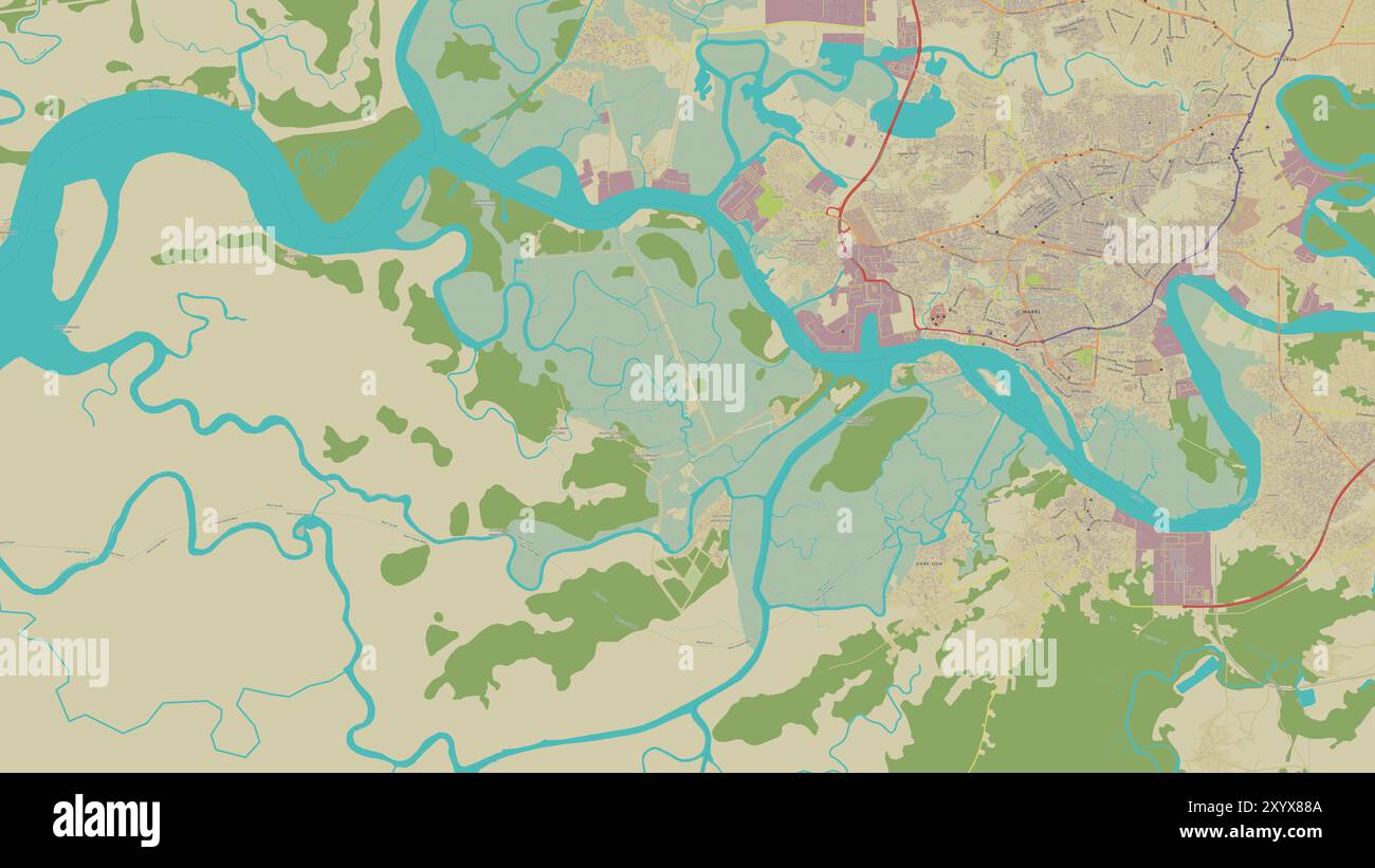 Warri Island in the Gulf of Guinea on a topographic, OSM Humanitarian ...