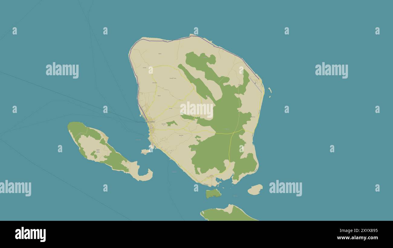 Pulau Wangiwangi in the Banda Sea on a topographic, OSM Humanitarian style map Stock Photo - Alamy