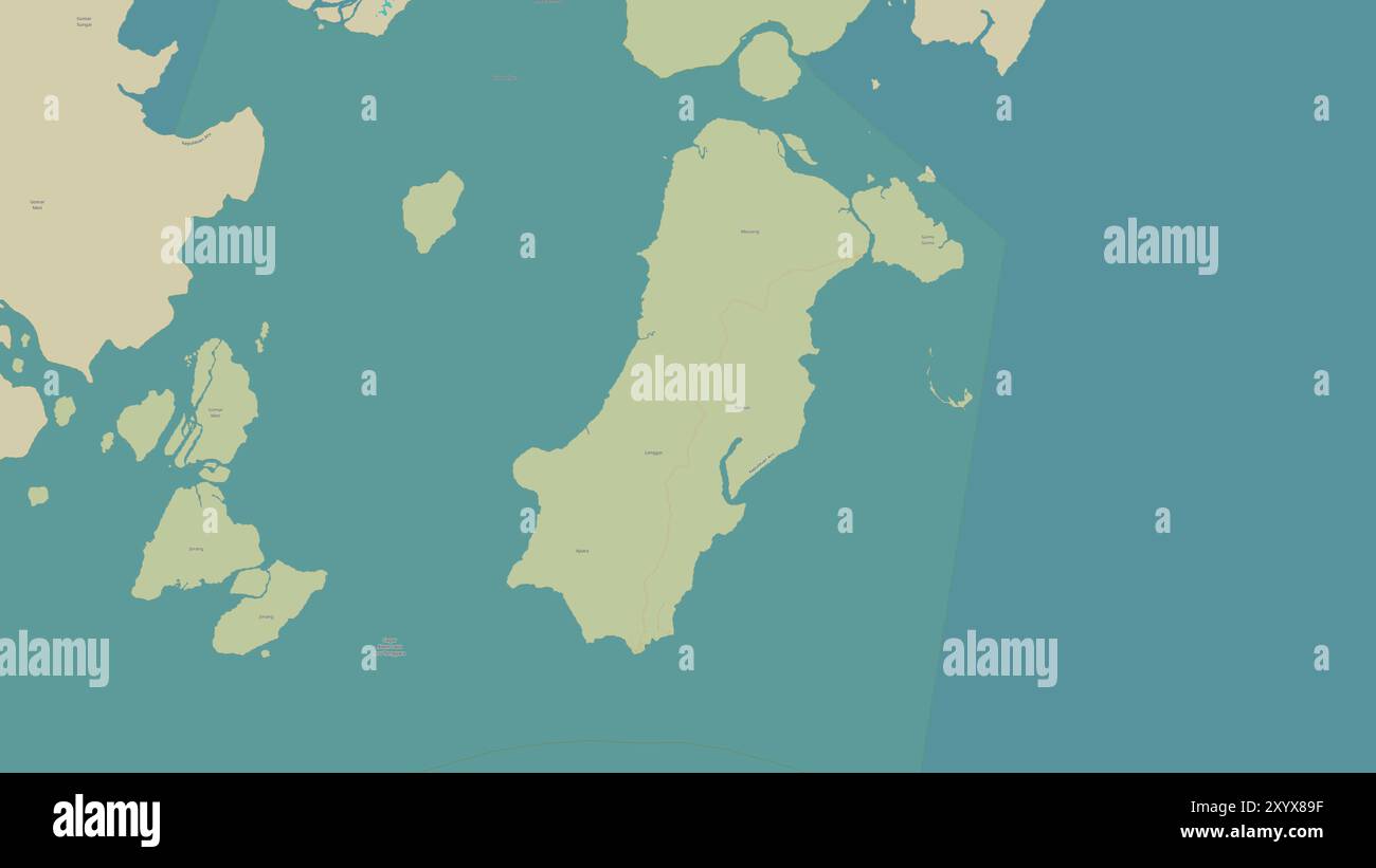 Pulau Workai in the Arafura Sea on a topographic, OSM Humanitarian style map Stock Photo - Alamy