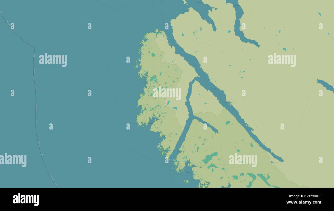 Yakobi Island in the North Pacific Ocean on a topographic, OSM ...