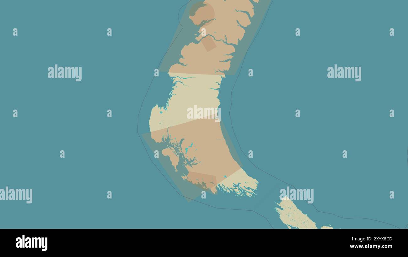 Yuzhny Island in the Kara Sea on a topographic, OSM Humanitarian style ...