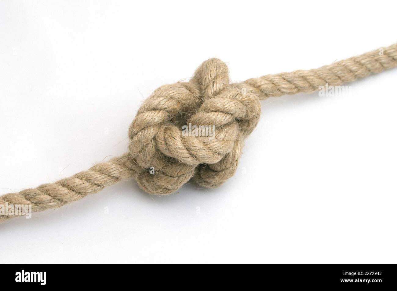 Tied up rope knot isolated on white background Stock Photo - Alamy