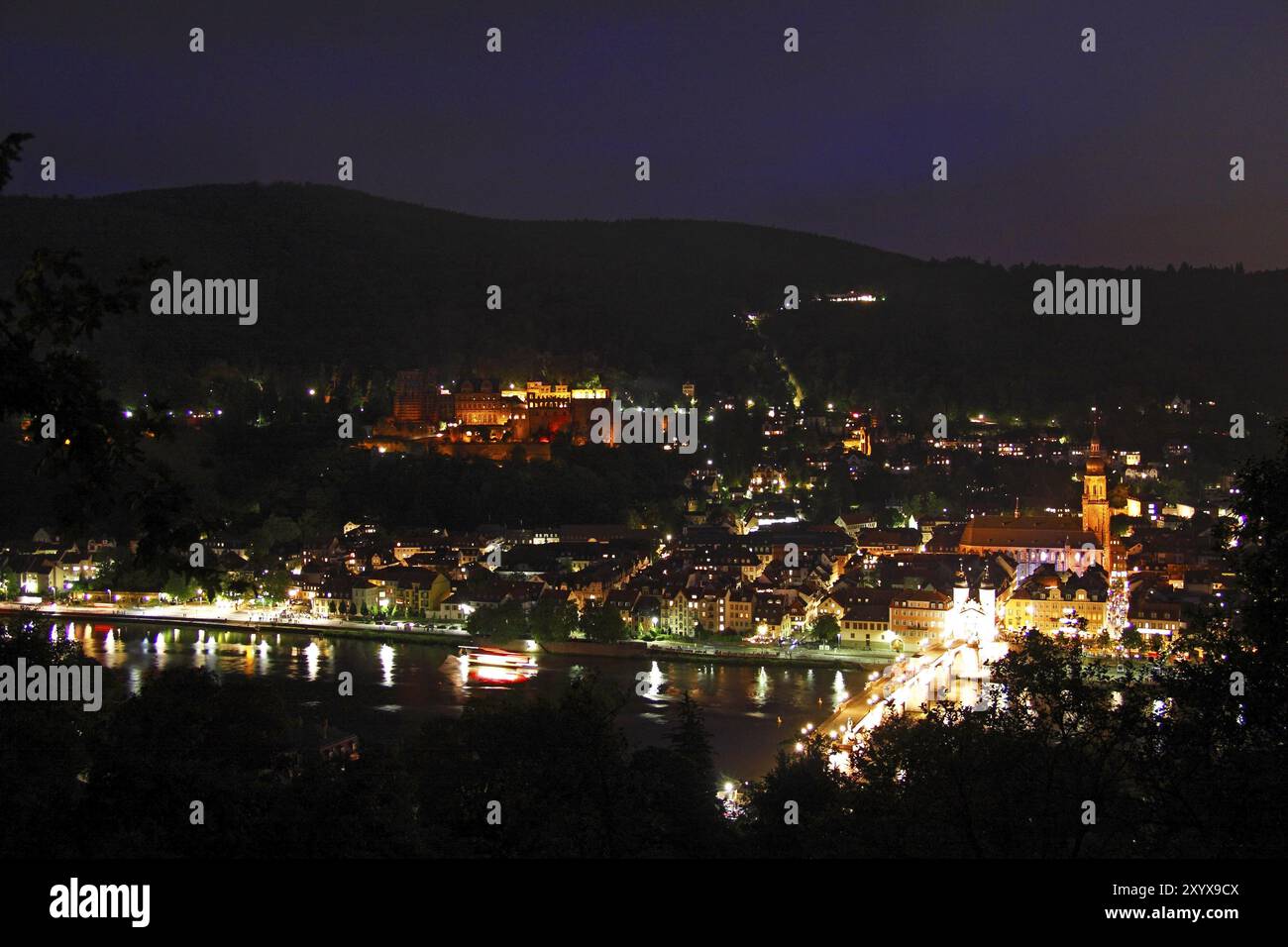 City of Heidelberg by night, City Heidelberg at night Stock Photo - Alamy