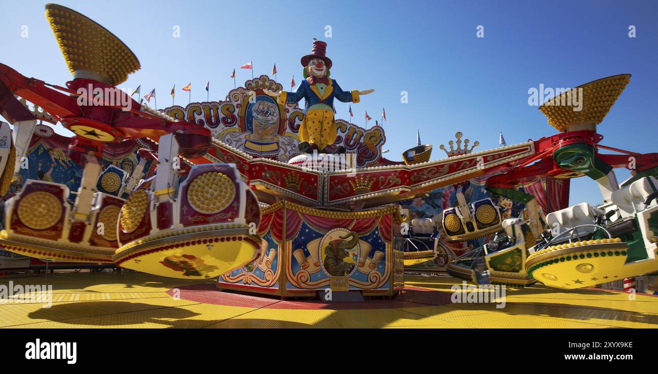 Empty fairground shop Circus Circus in the morning with blue sky ...
