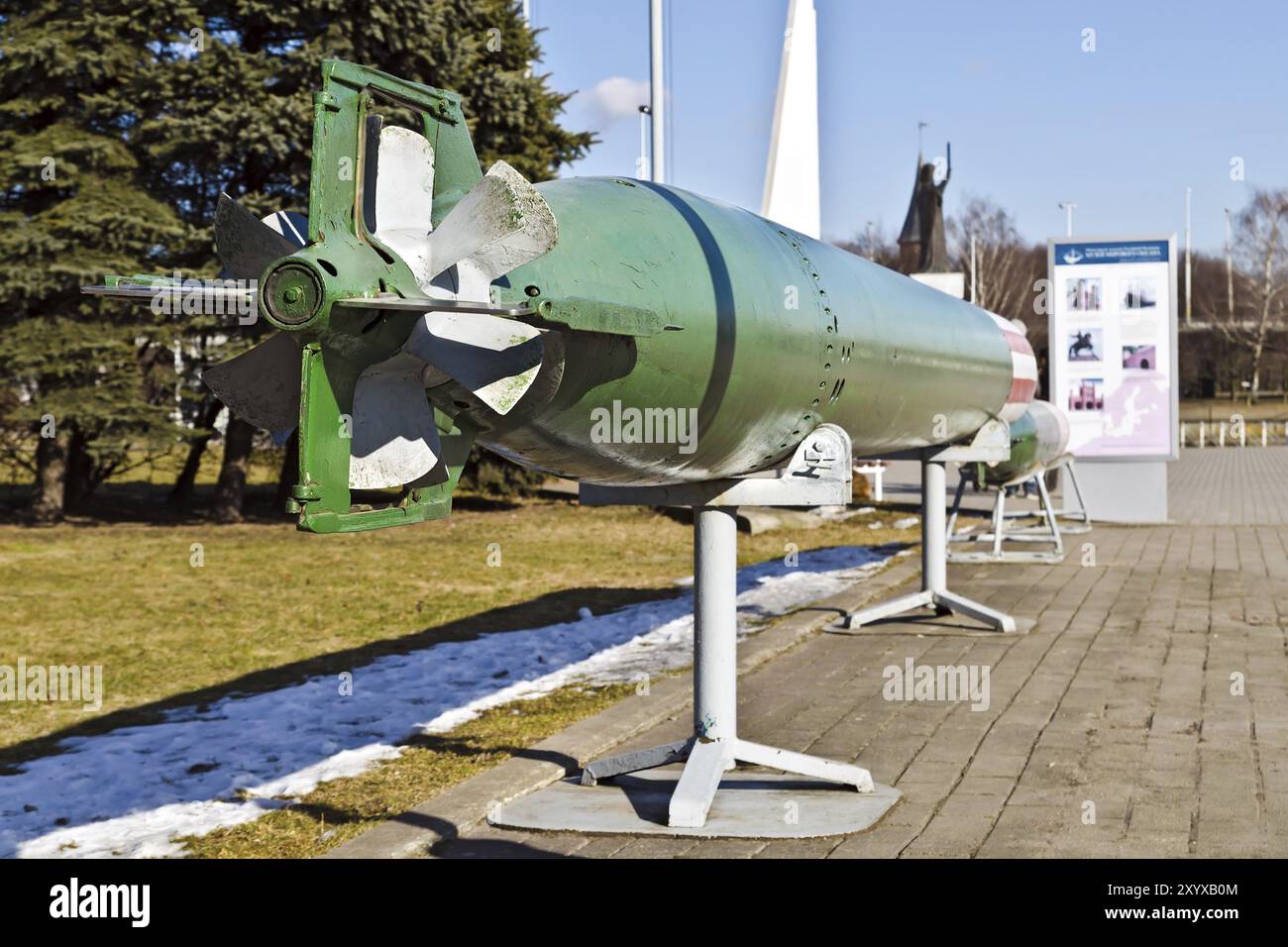 Soviet anti-ship combined cycle torpedo 53-56?, rear view. Museum of ...
