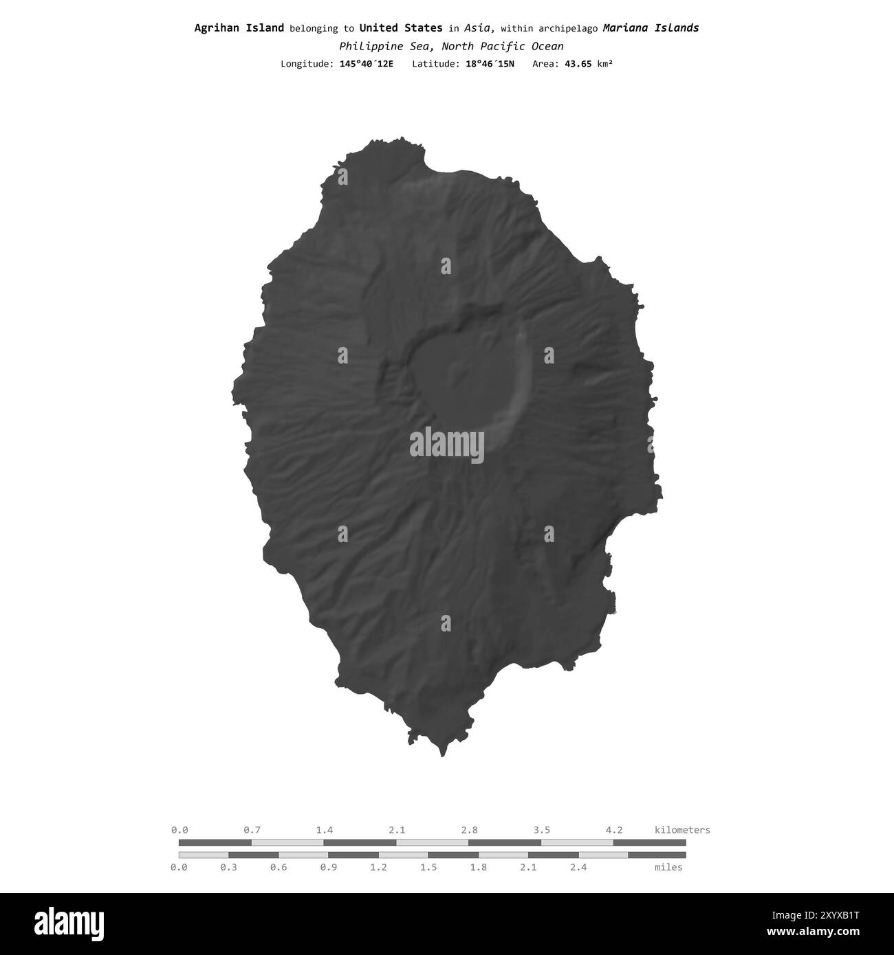 Agrihan Island in the Philippine Sea, belonging to United States ...