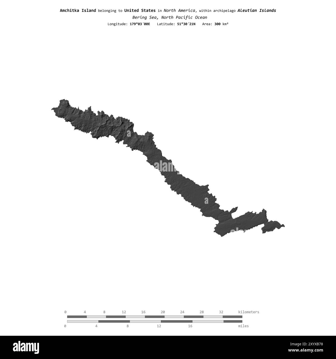 Amchitka Island in the Bering Sea, belonging to United States, isolated ...