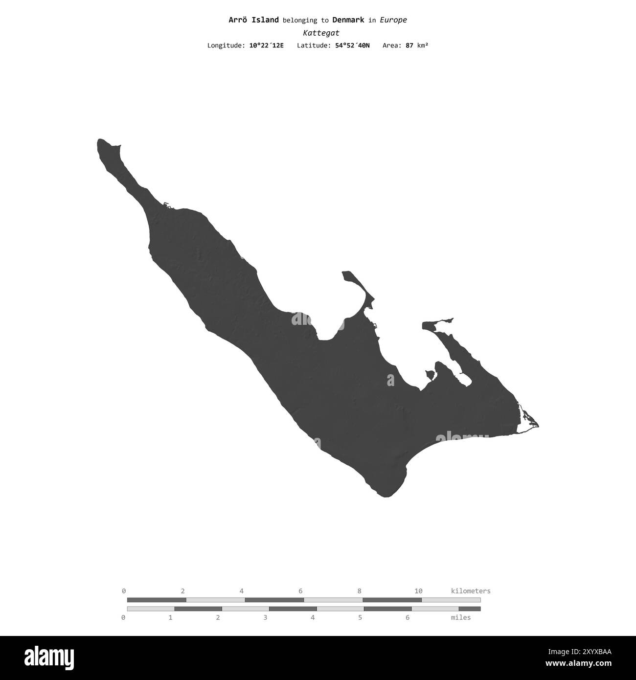 Denmark map with coordinates Black and White Stock Photos & Images - Alamy