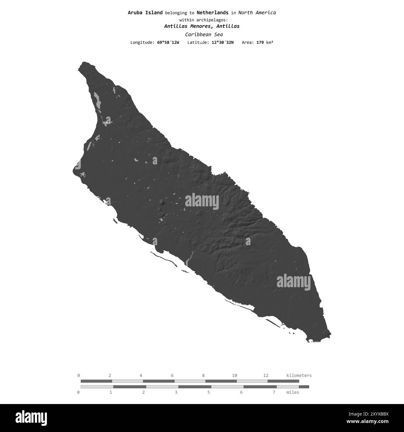 Aruba Island in the Caribbean Sea, belonging to Netherlands, isolated ...